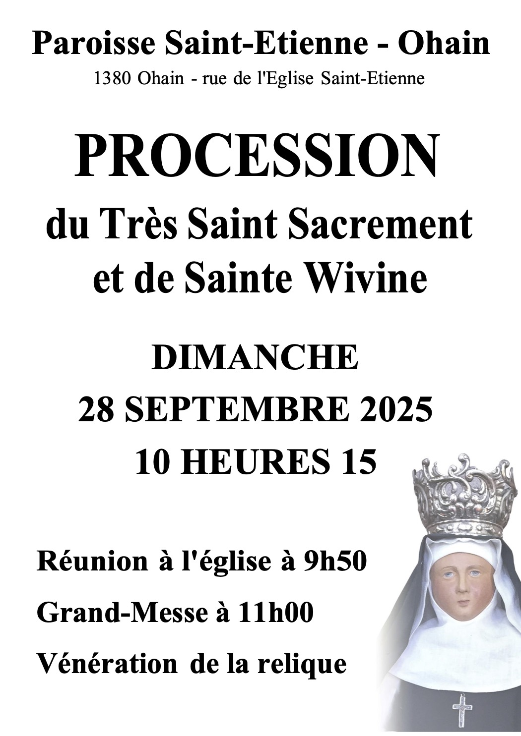 Procession le 28 septembre du Très Saint-Sacrement et de Sainte-Wivine ...